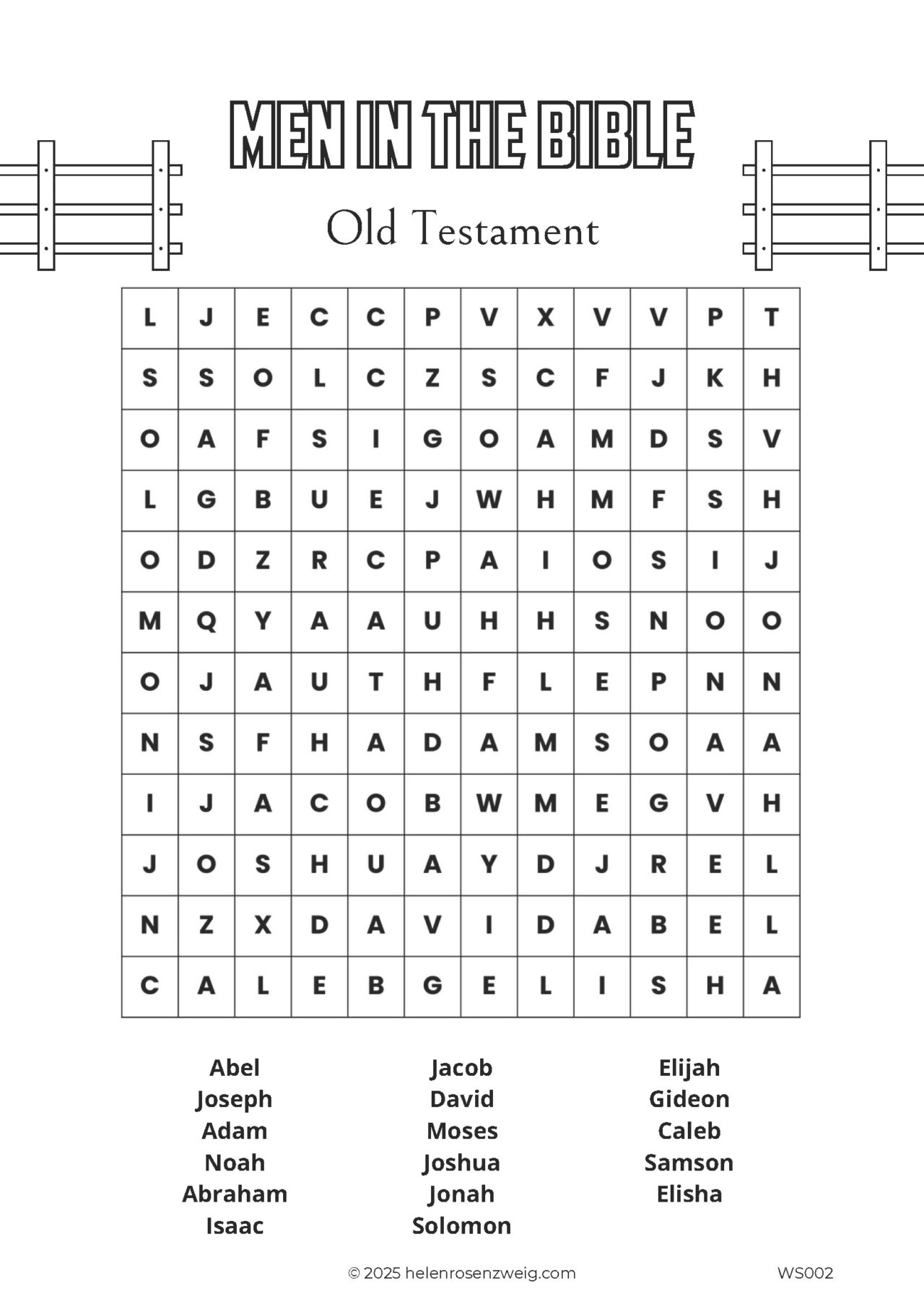 Men in the Bible (Old Testament) Word Search | Word Searches